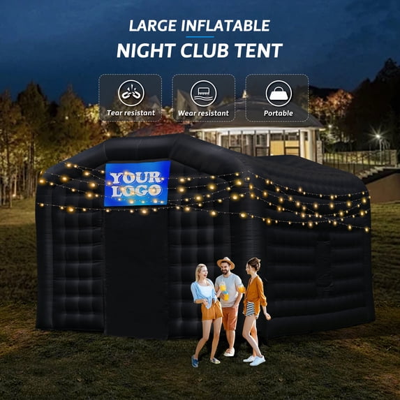 Step4Fun Large Black Inflatable Night Club 18x16x12Ft Party Tent with ...
