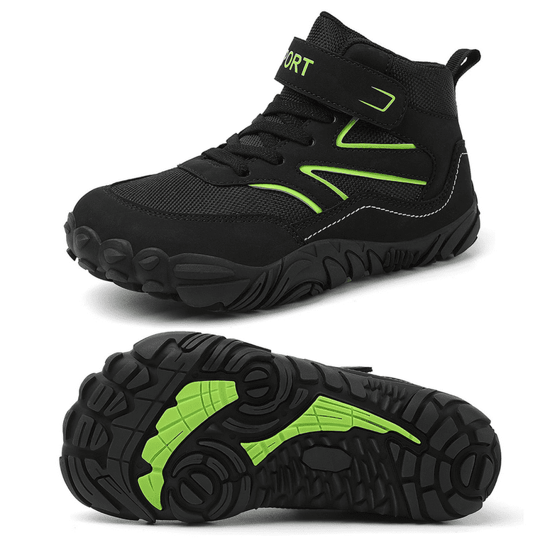 Stepedia Kids Boys Girls Hiking Shoes Wide Toe Box Hiking Boots Barefoot Outdoor Shoes for Walking Climbing Running Black
