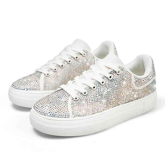 Stepedia Rhinestone Sneakers for Women Glitter Sparkle Tennis Shoes ...