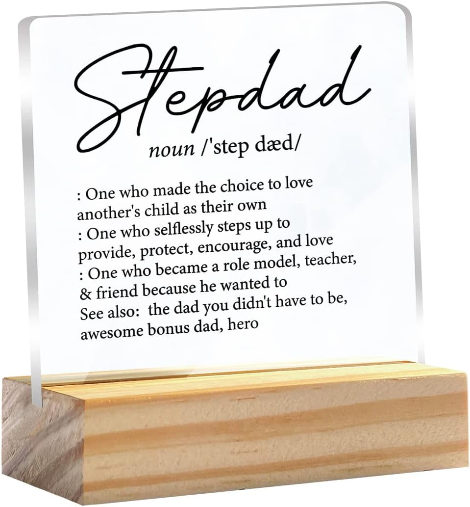Stepfather Gift Stepdad Definition Clear Desk Decorative Sign Keepsake ...