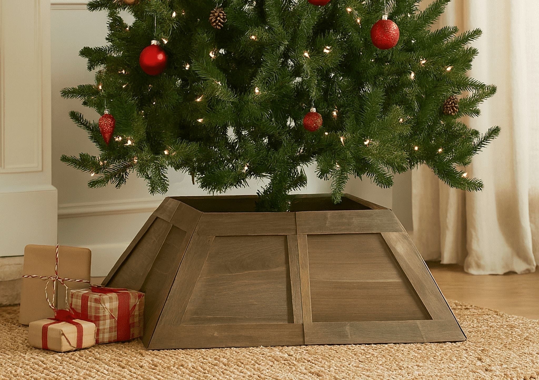 Stephan Roberts 31.5 in 4 Panel Wooden Christmas Tree Collar Trapezoid ...