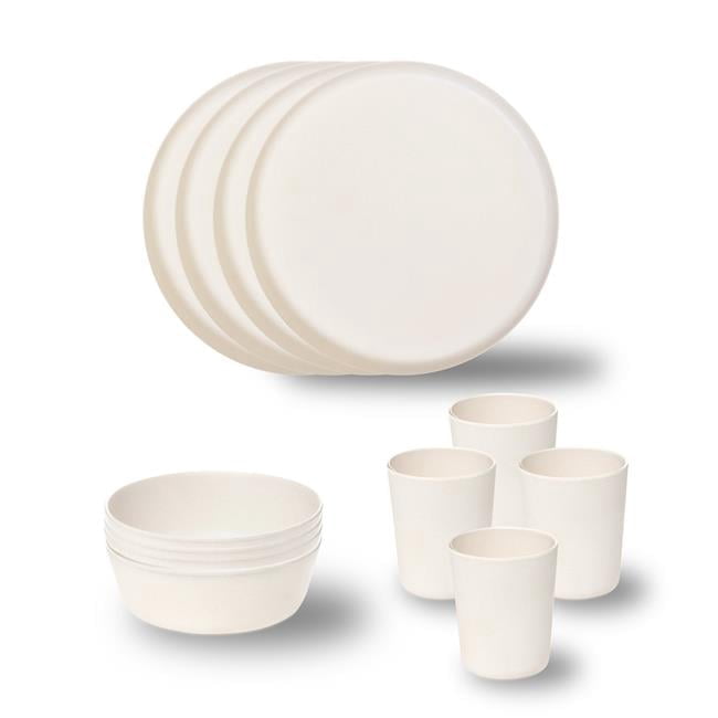 Stephan Roberts Bamboo Dinnerware Set, Eco-Friendly Bamboo Fiber ...