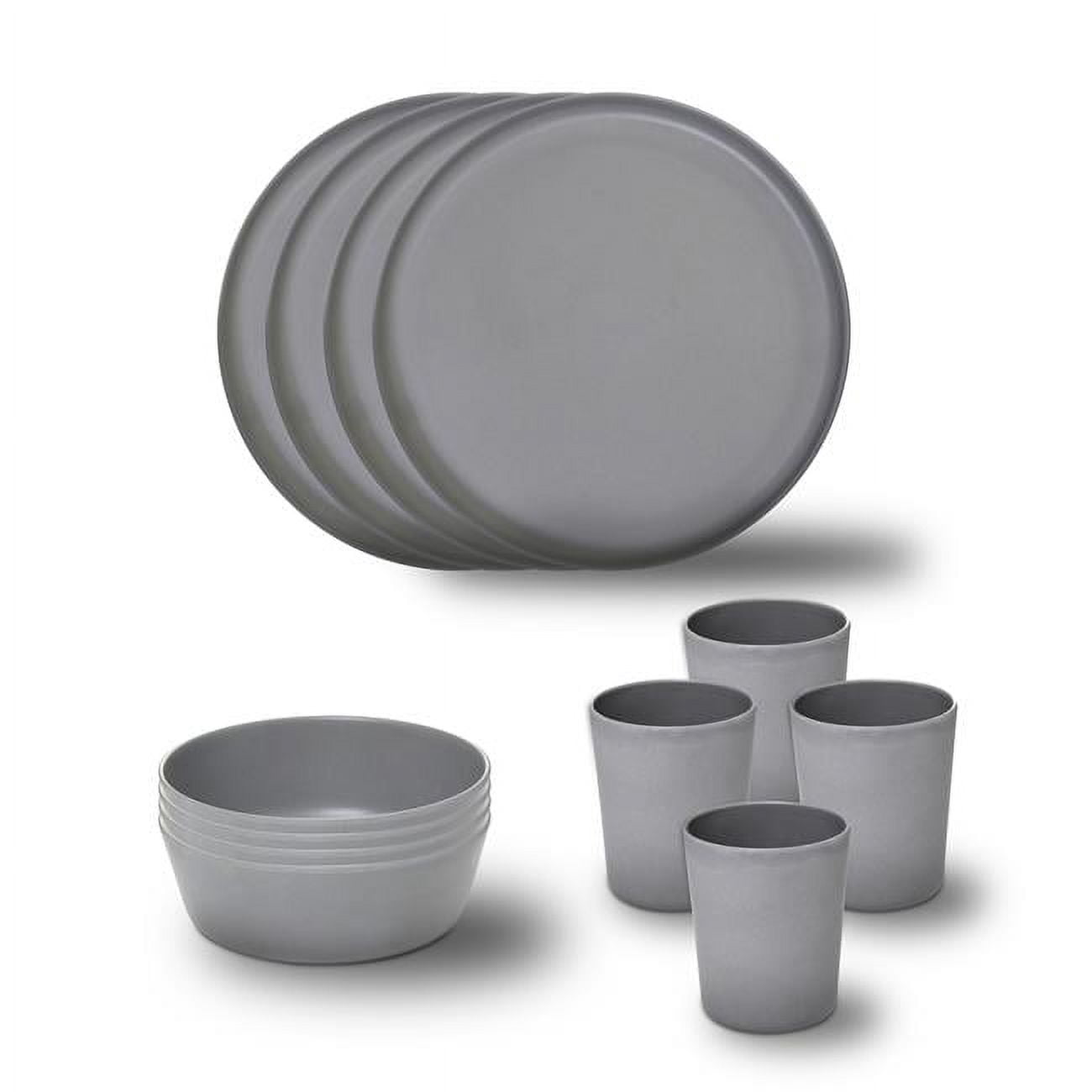 Stephan Roberts Bamboo Dinnerware Set, Eco-Friendly Bamboo Fiber ...