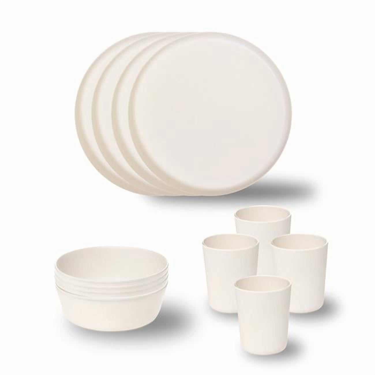 Stephan Roberts Bamboo Dinnerware Set, Eco-Friendly Bamboo Fiber ...