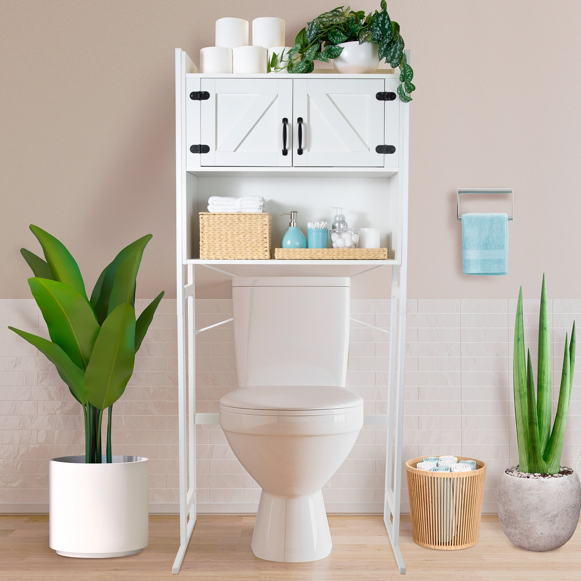 Stephan Roberts Height Adjustable Over Bathroom & Laundry Storage Rack ...