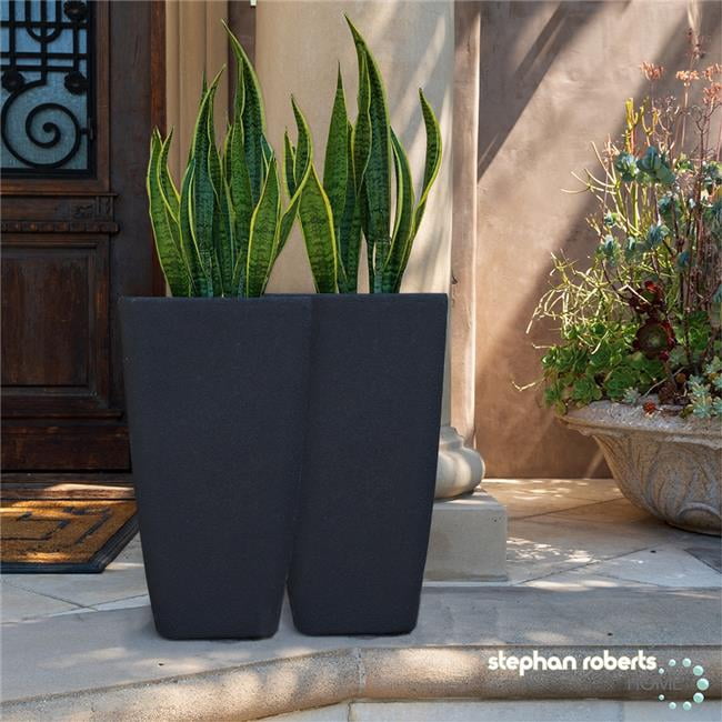 Stephan Roberts Large Square Outdoor Resin Planters, 22 Inch Tall ...