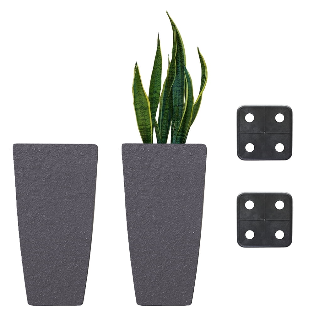 Stephan Roberts Tall 22 " Planters with Drainage Holes Set of 2, Gray ...