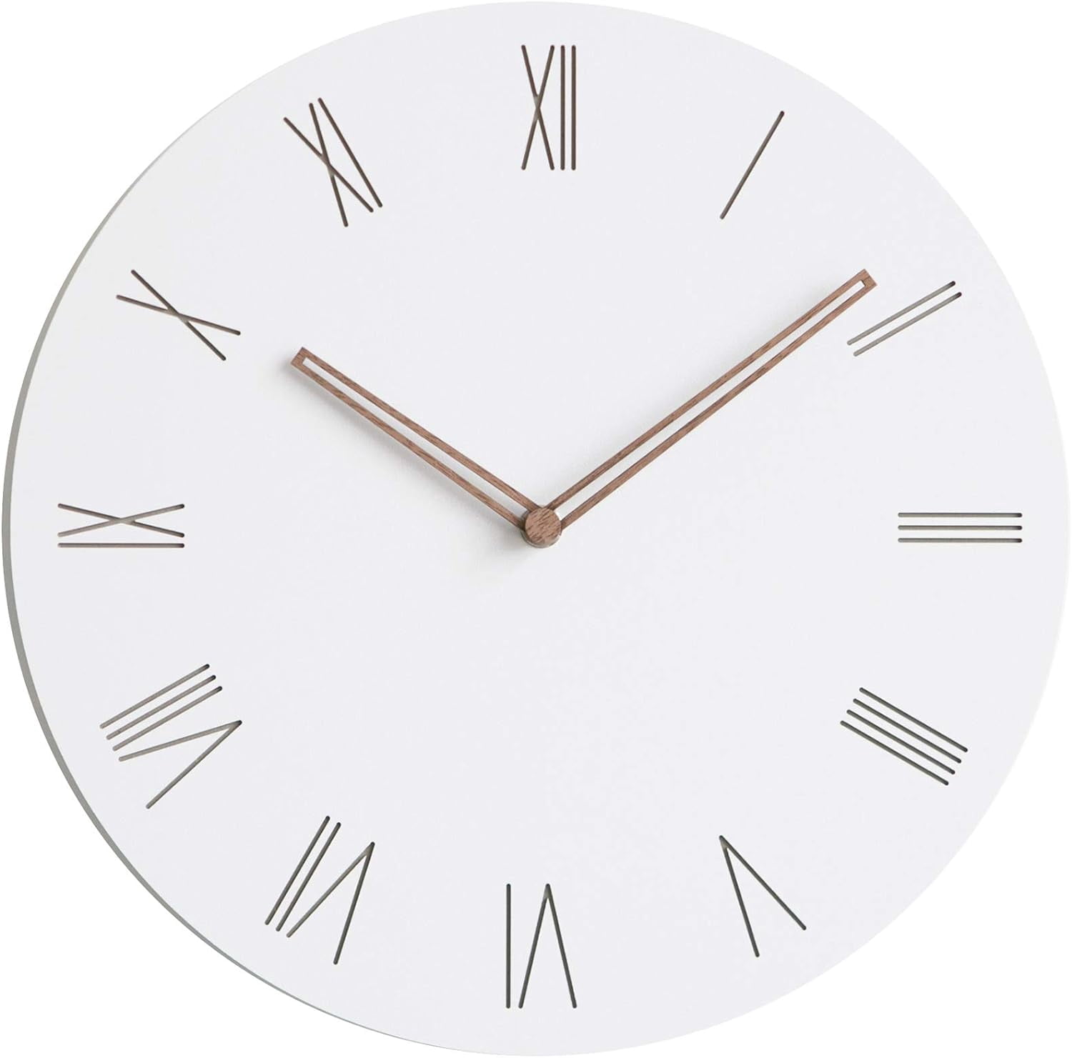 Stephanie Imports Modern Minimalist Wood on White Silent Wall Clock ...