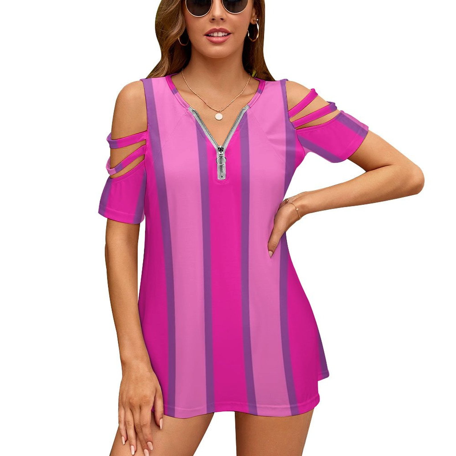 Stephanie Lazytown And Movie Costume New Fashion Zip Off Shoulder Top ...