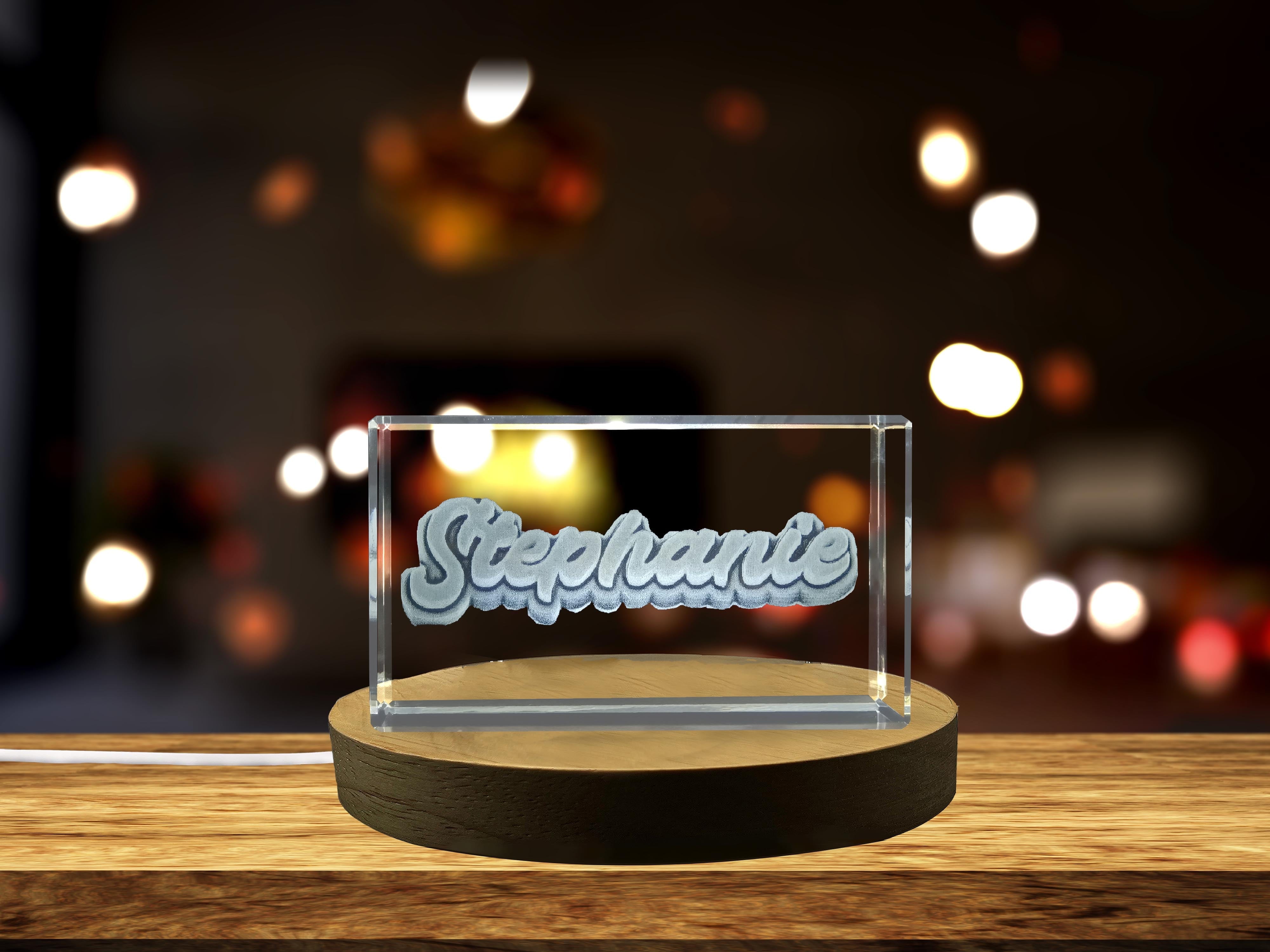 Stephanie | Names Art 3D Engraved Crystal - Walmart.com