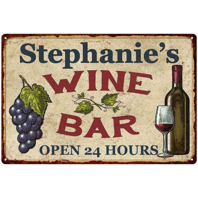 Stephanie's Rustic Wine Bar Sign Wall Décor Kitchen Gift 8 x 12 Matte ...