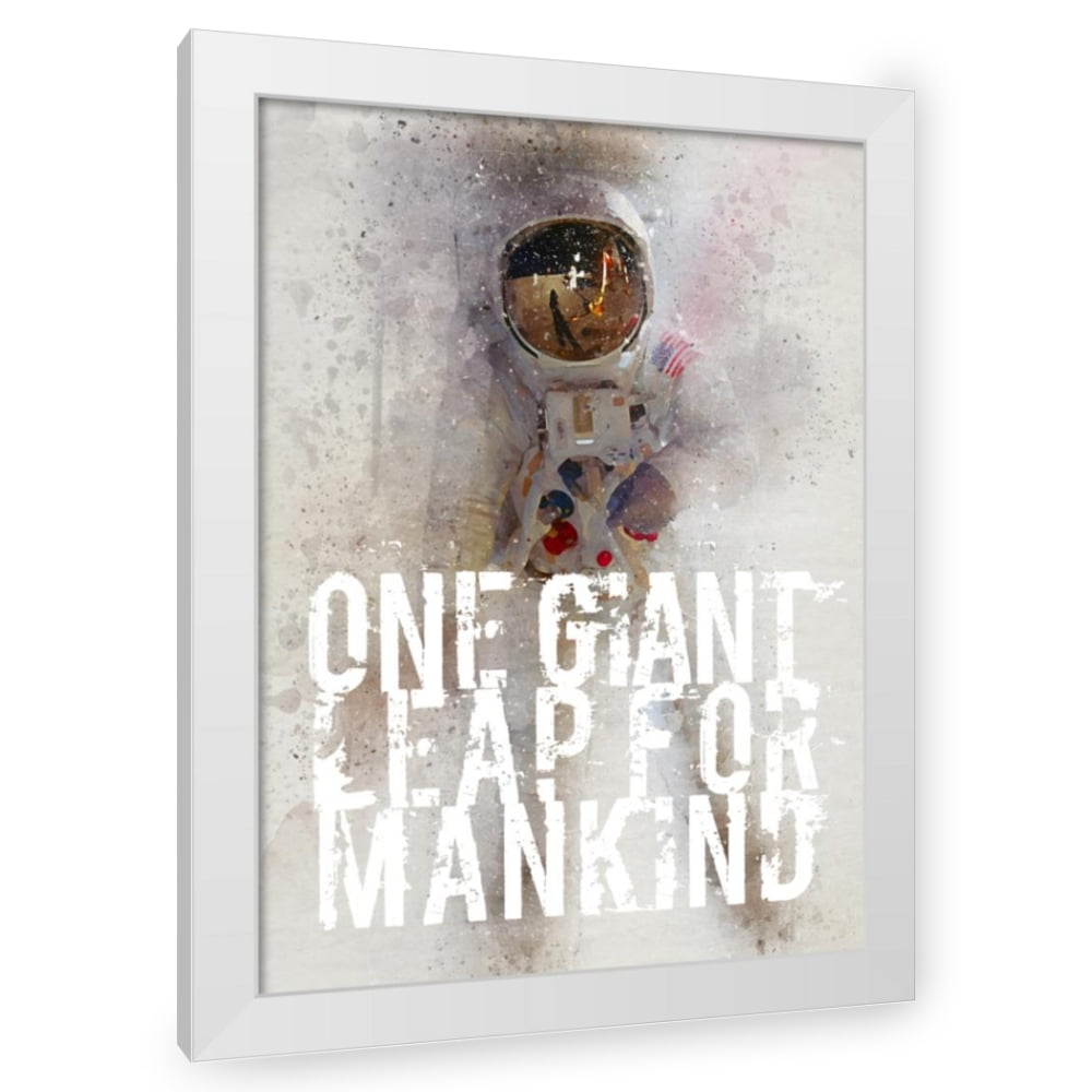 Stephen Chambers 14x18 White Modern Wood Framed Wall Art Titled - One Giant Leap - Walmart.com