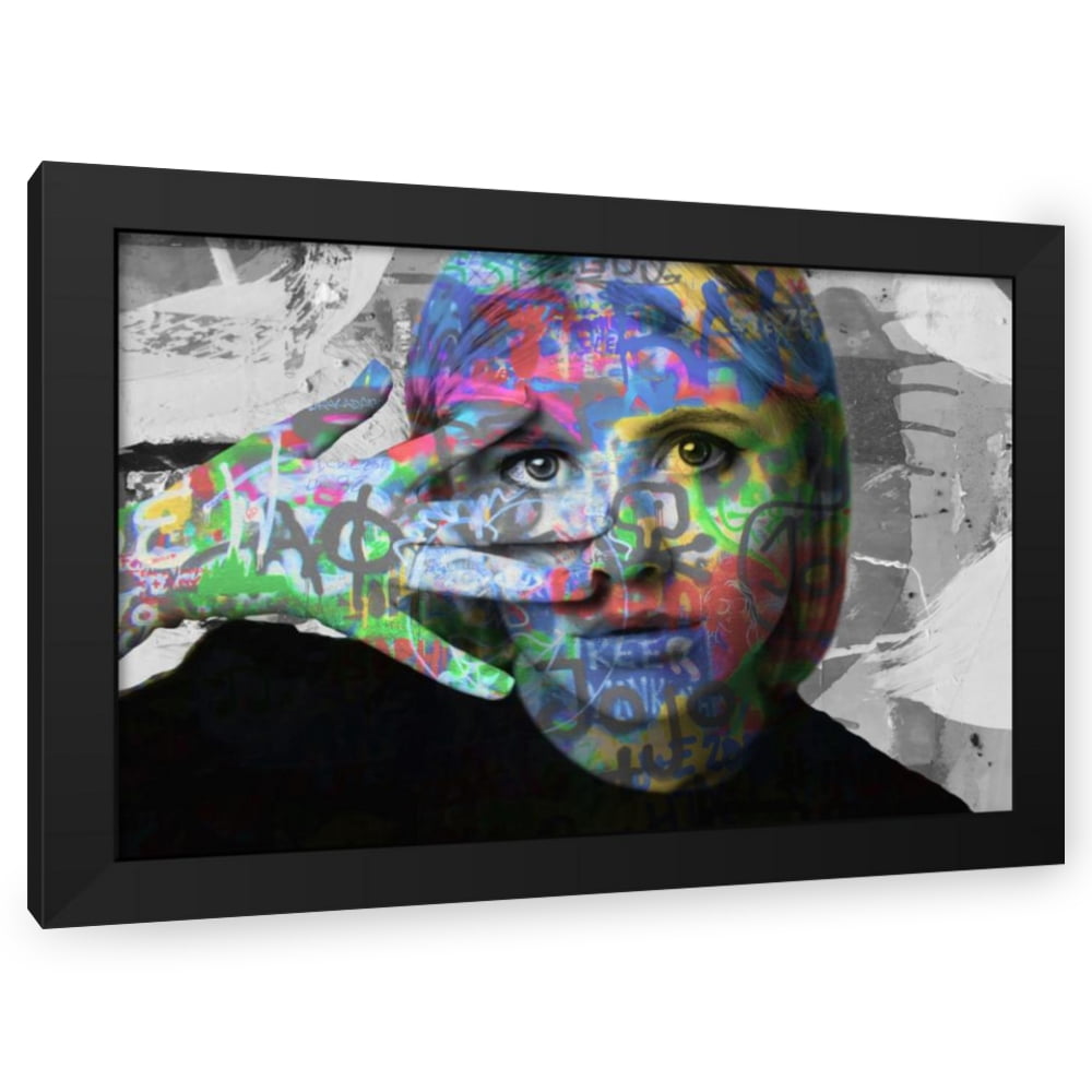 Stephen Chambers 24x17 Black Modern Wood Framed Wall Art Titled Jojo