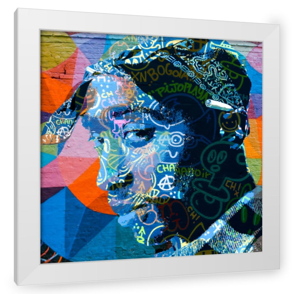Stephen Chambers 26x26 White Modern Wood Framed Wall Art Titled - Tupac ...