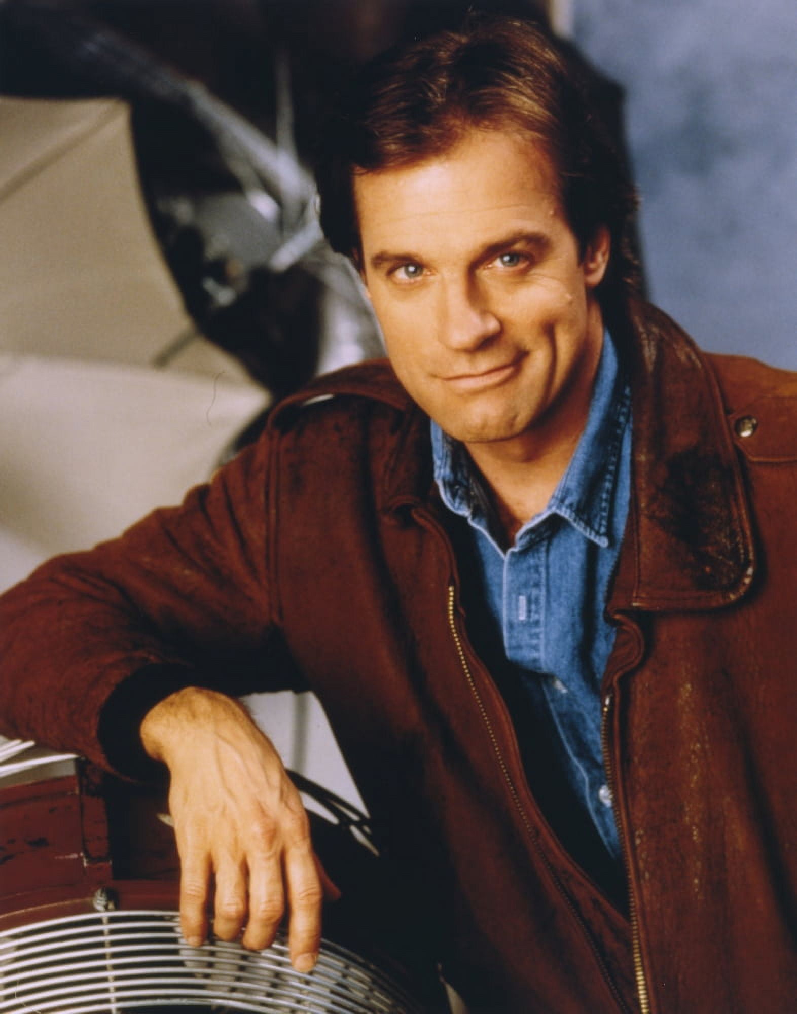 Stephen Collins Reclining Pose wearing Brown Leather Jacket Photo Print ...
