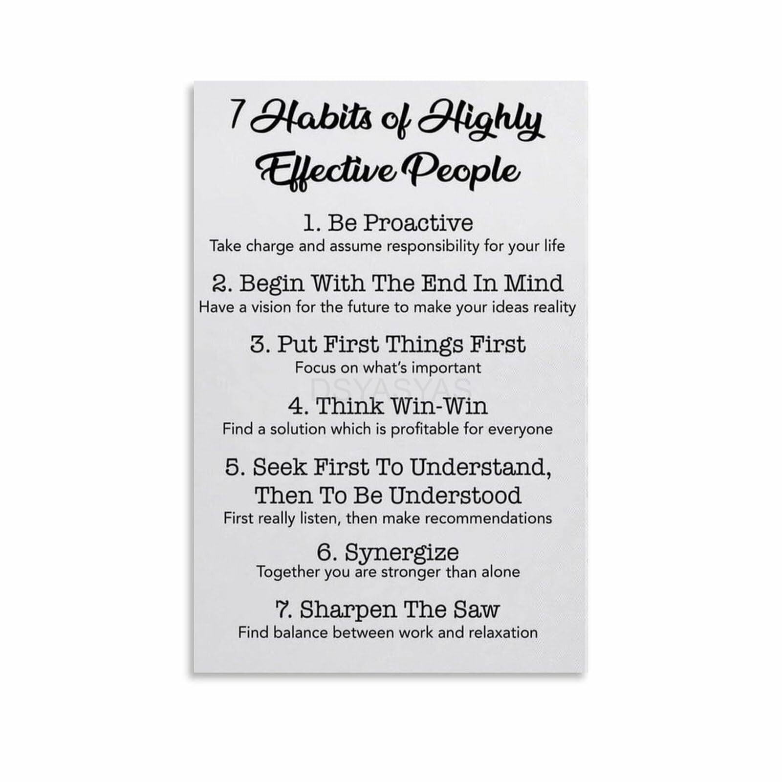 Stephen Covey The 7 Habits of Highly Effective People Poster 7 Canvas ...