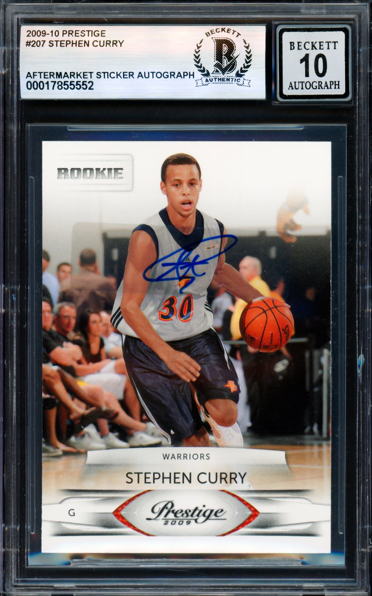 Stephen Curry Autographed 2009-10 Panini Prestige Card #207 Golden State Warriors Auto Grade Gem ...