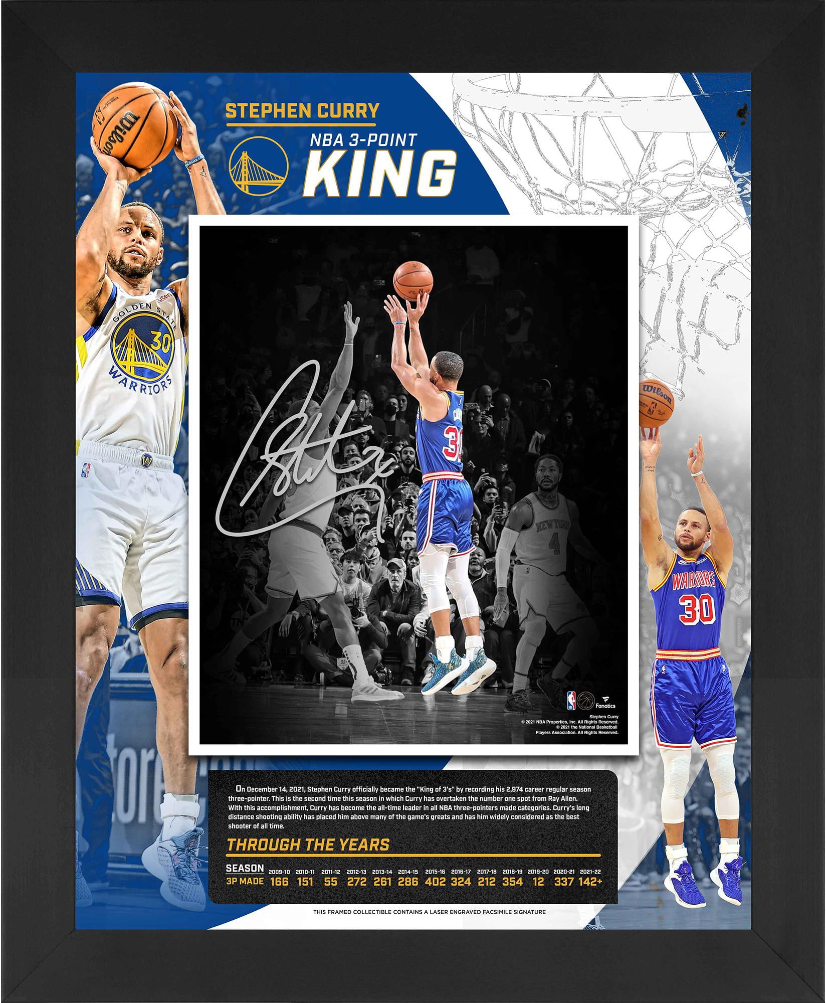 Stephen Curry Golden State Warriors Framed 16" x 20" NBA All-Time 3 ...