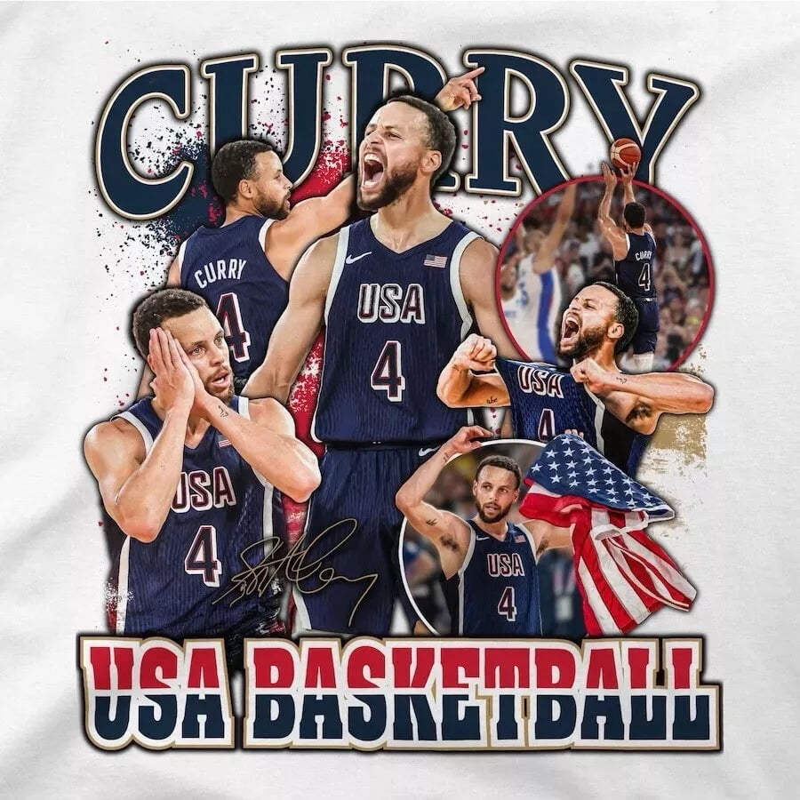 Stephen Curry Navy USA Basketball 2024 Summer Olympics White Shirt ...