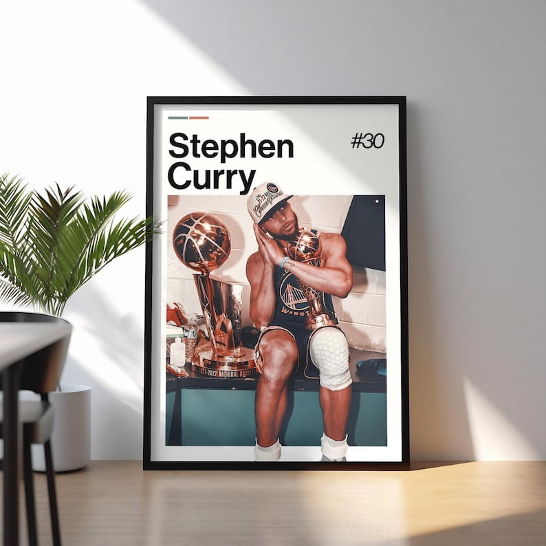 Stephen Curry Poster, Curry Golden State Warriors Wall Art, Framed NBA ...