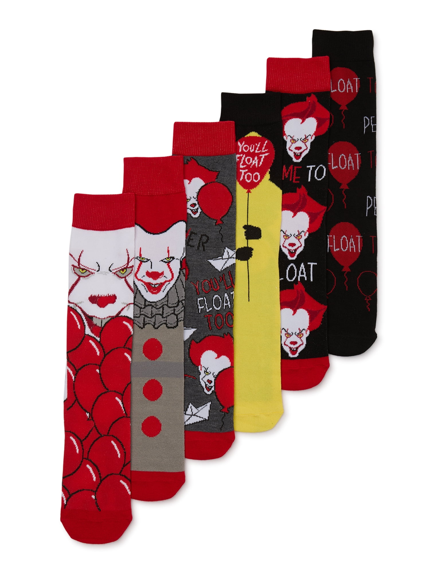Stephen King’s It Men’s Crew Socks, 6-Pack - Walmart.com