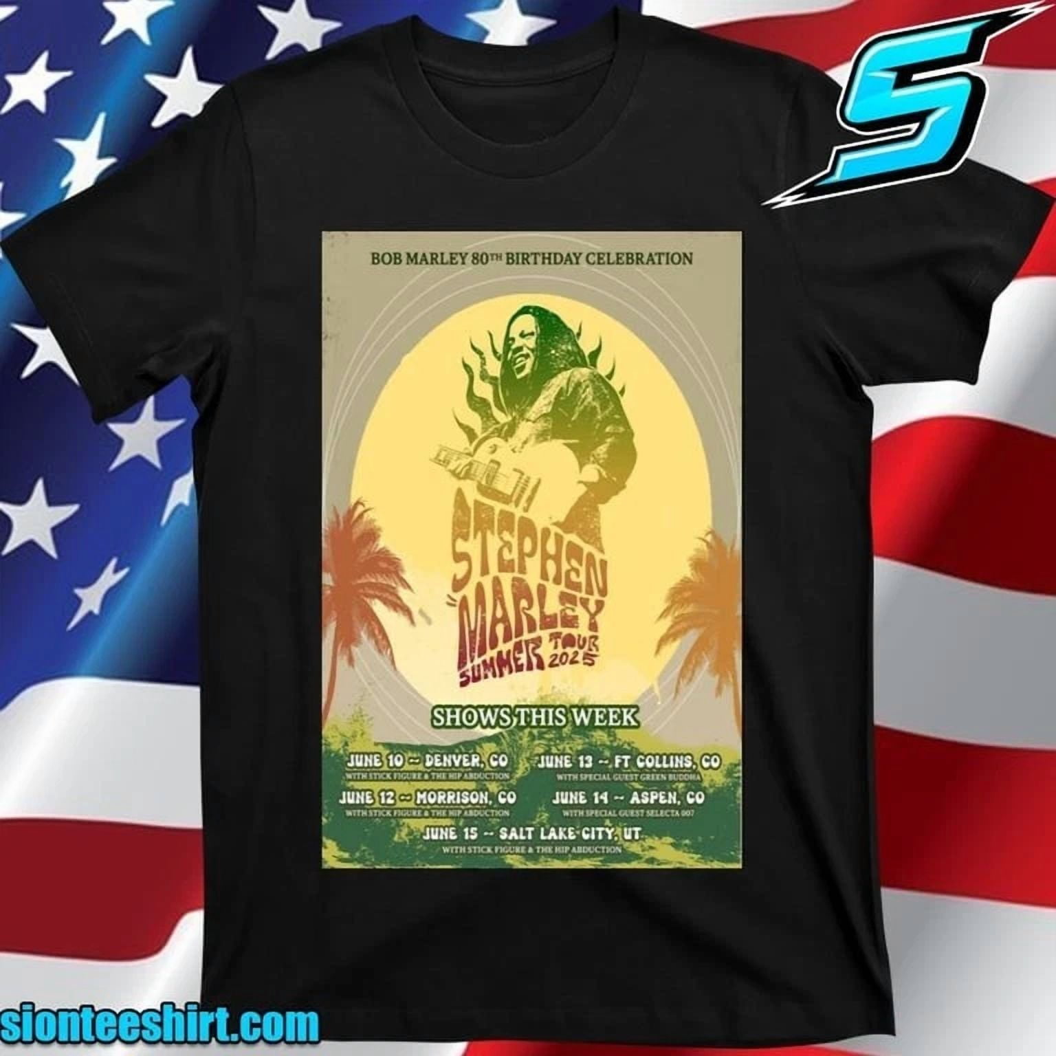 Stephen Marley Summer 2025 Concert Poster T-Shirt, Stephen Marley ...