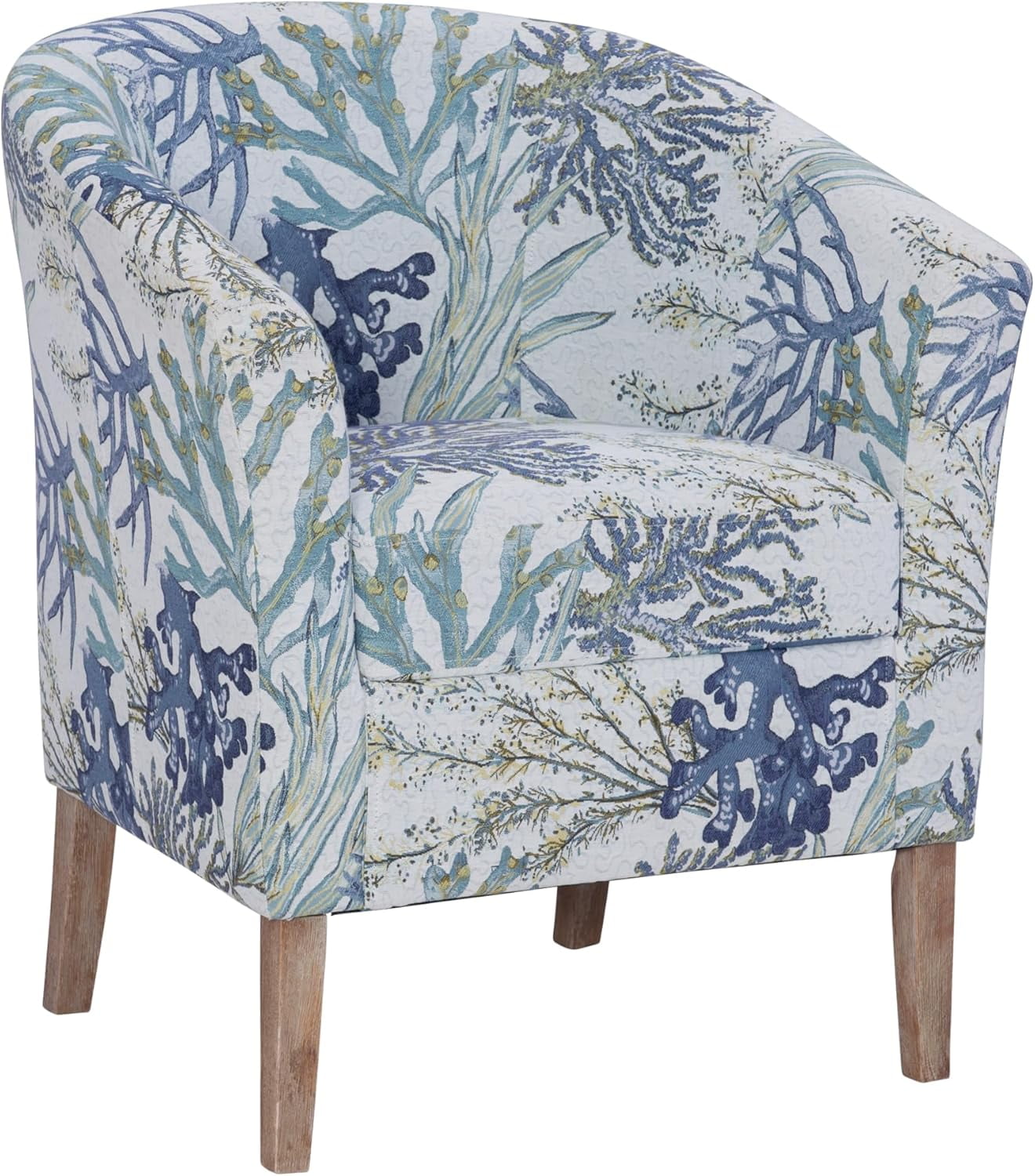 Stephen Oceanside Ivory and Blue Upholstered Coastal Club Chair - Walmart.com
