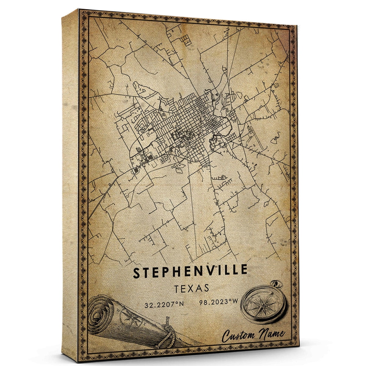 Stephenville Map Poster, Texas Map Art Poster, Canvas, Stephenville Map ...