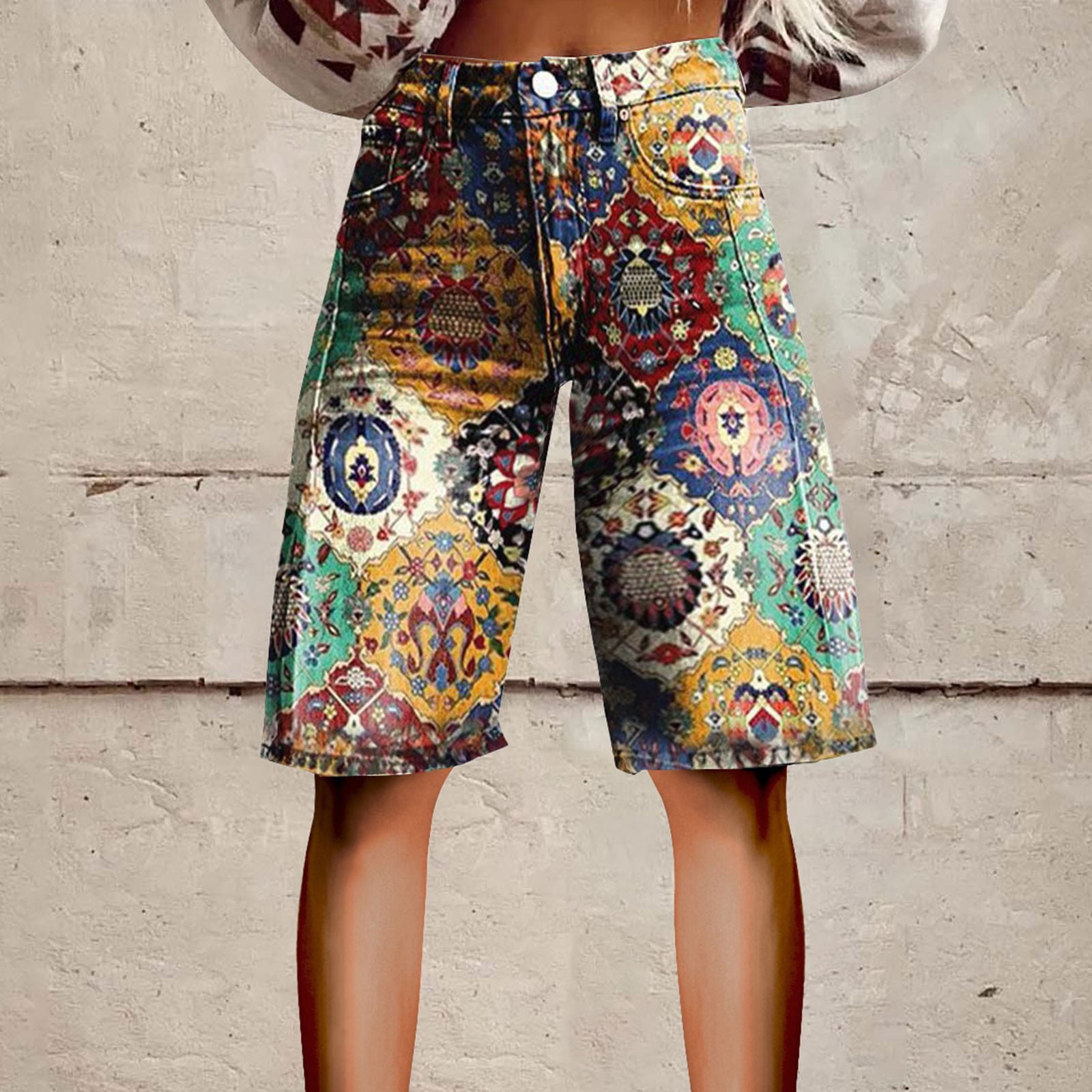 Stephy Flare Denim Shorts for Women Wide Leg Denim Shorts Woman Vintage ...