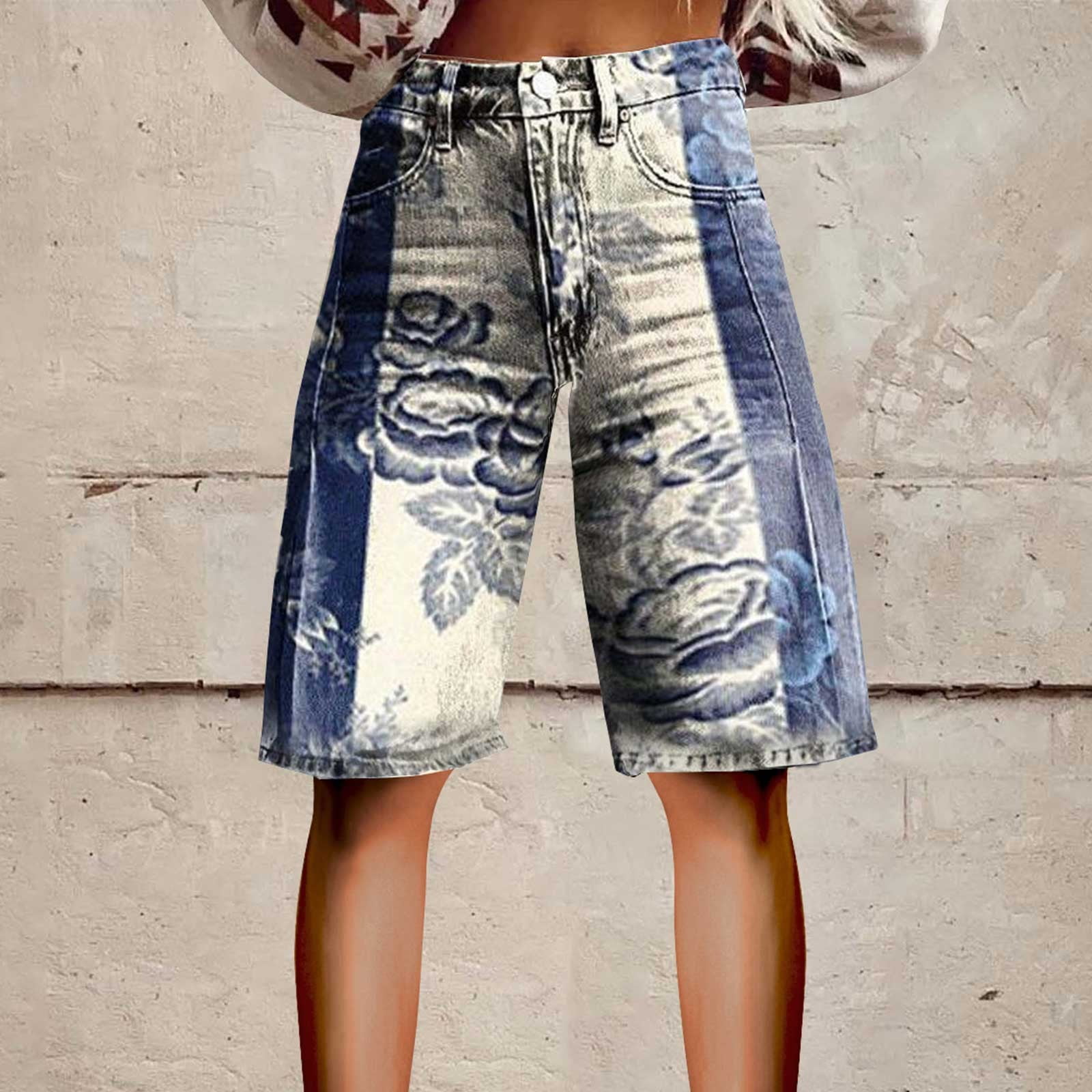 Stephy Flare Denim Shorts for Women Wide Leg Denim Shorts Woman Vintage ...