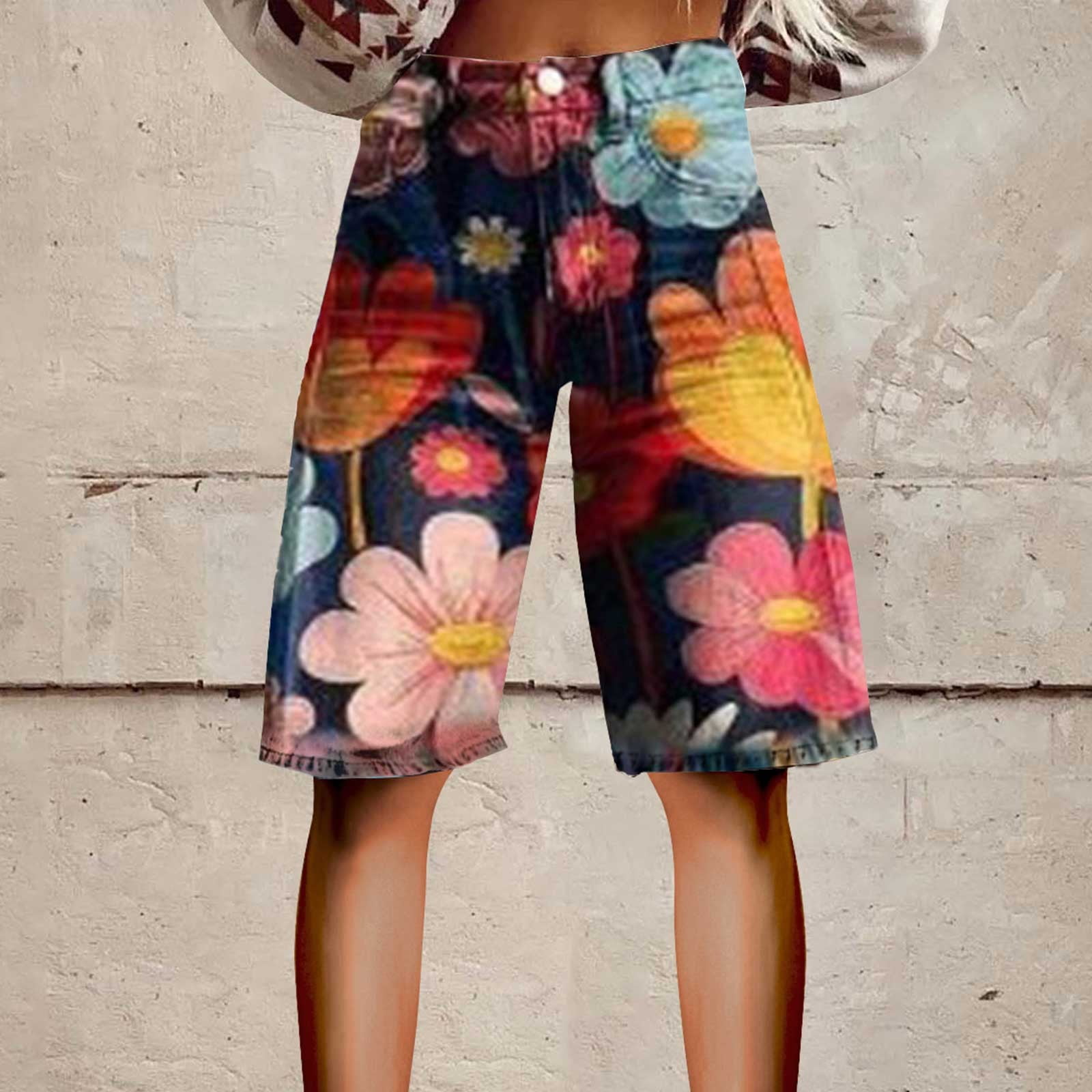 Stephy Flare Denim Shorts for Women Wide Leg Denim Shorts Woman Vintage ...