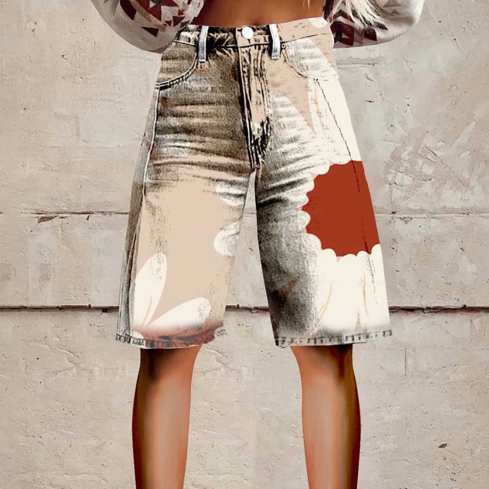 Stephy Flare Denim Shorts for Women Wide Leg Denim Shorts Woman Vintage ...