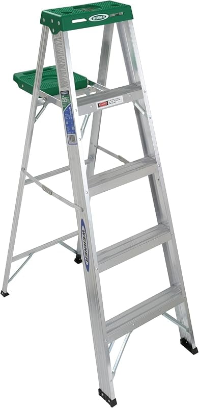 Stepladder, Foot，Spill proof pail shelf with rag rack holds gallon ...
