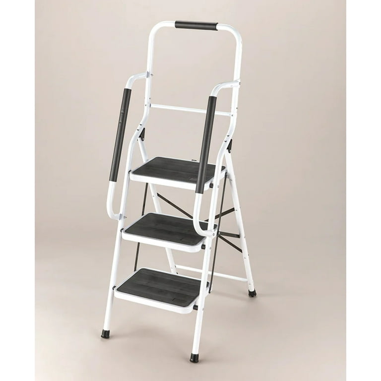 3 Step Folding Stepladder with Handrails Safety Ladder with Non Slip Treads Walmart