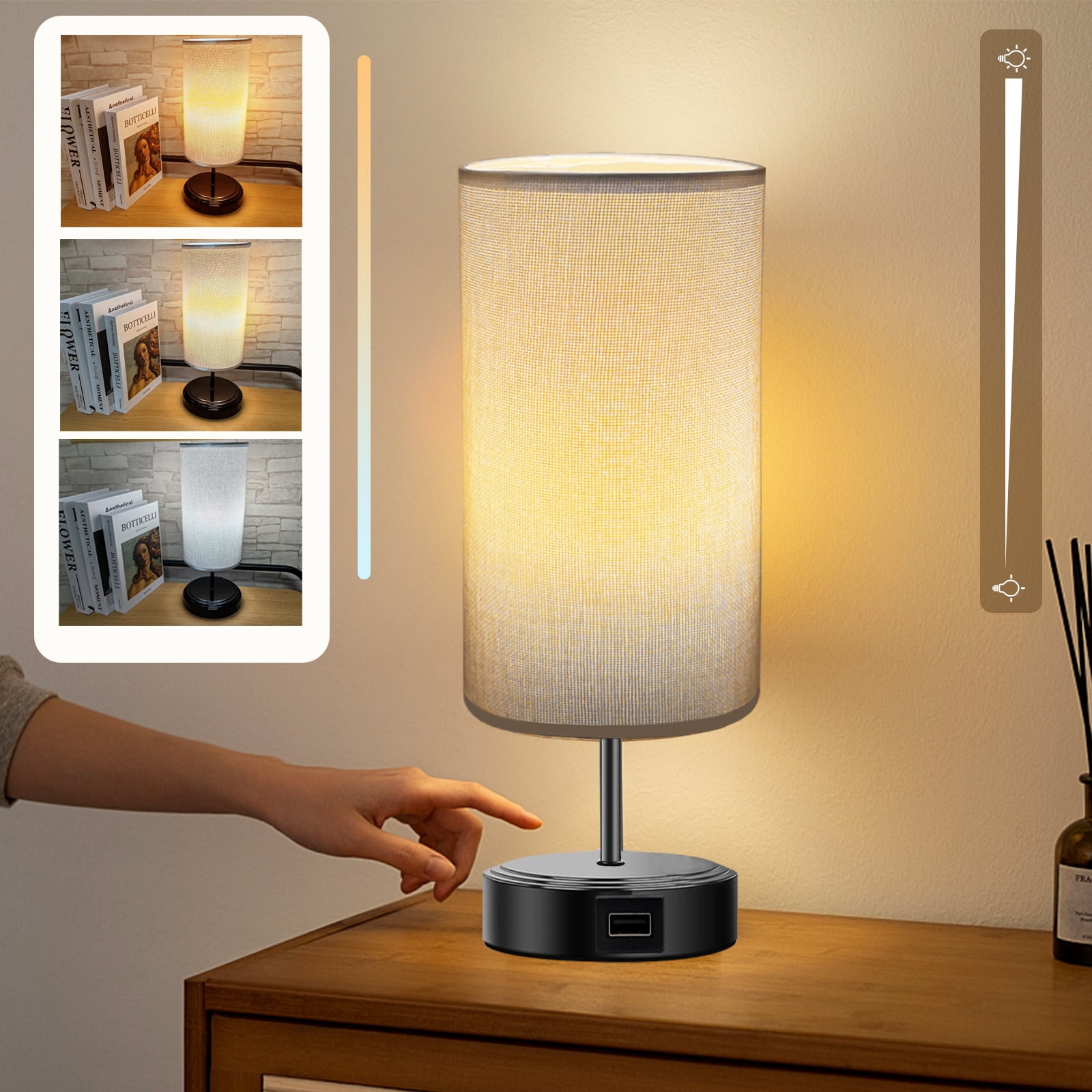 Stepless Dimming Table Lamp with 3 Color Temperatures, Touch Lamps for ...
