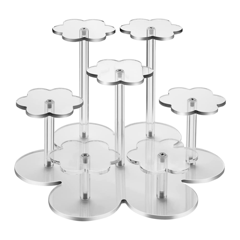 Stepped Cake Holder Plastic Cake Display Stand Petal Shaped Tabletop ...