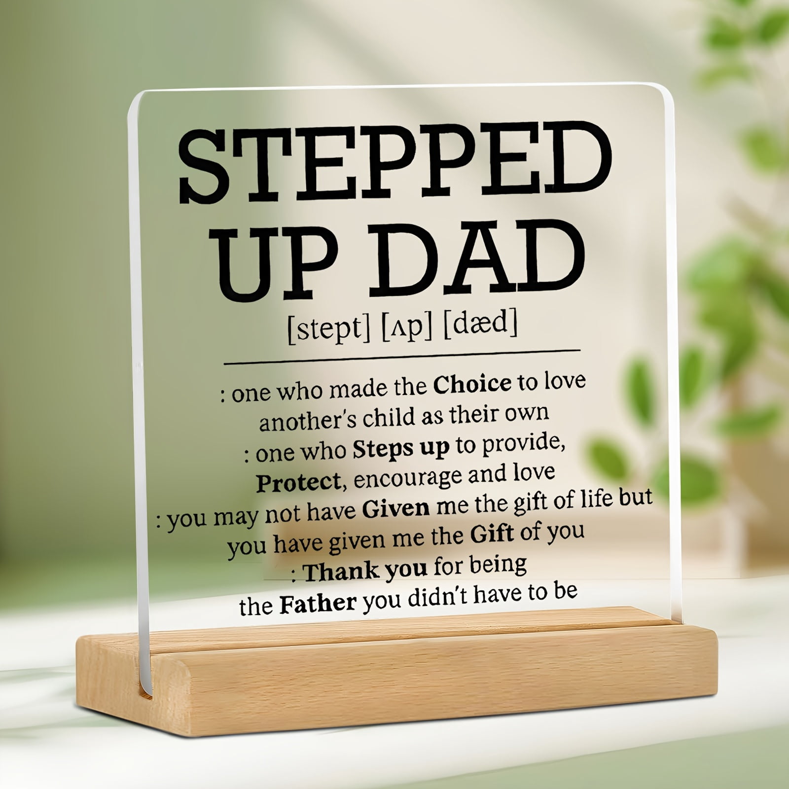 Stepped Dad Award - Acrylic Desktop Plaque With Wooden Stand Heartfelt ...