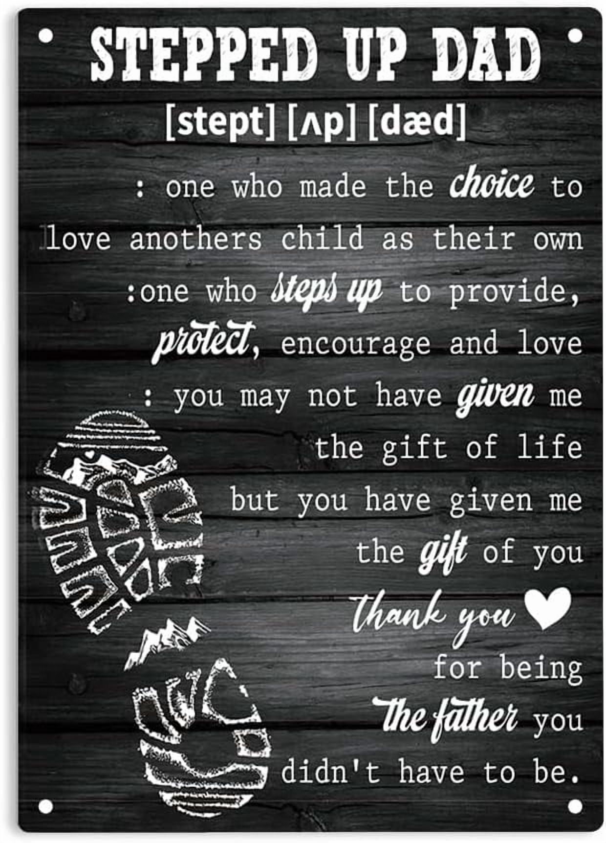 Stepped Up Dad - Best Gifts for Stepdad Sign Metal Tin Signs ...