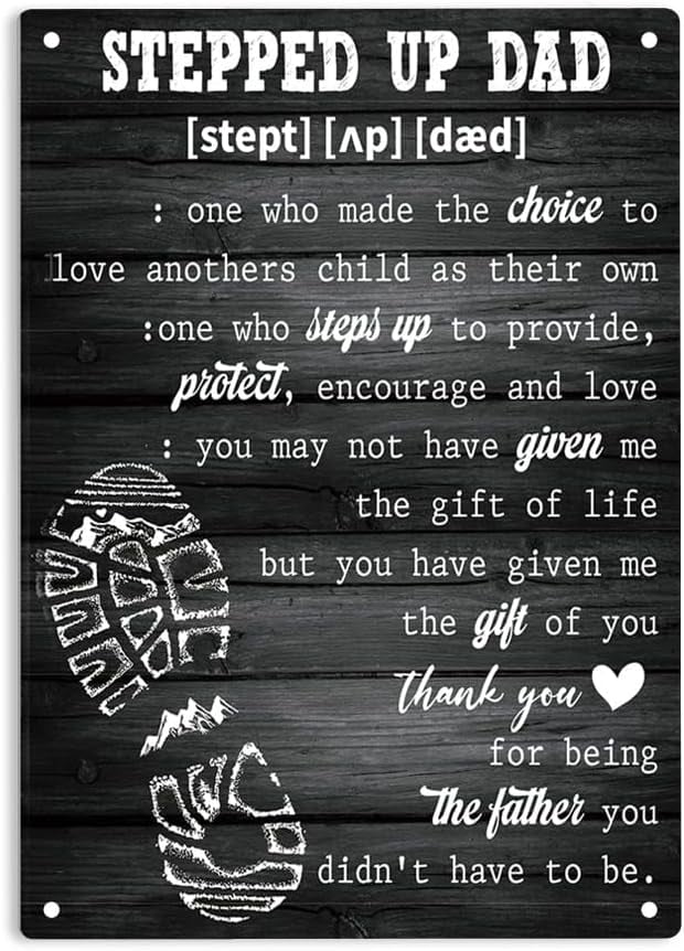 Stepped Up Dad - Best Gifts for Stepdad Sign Metal Tin Signs ...