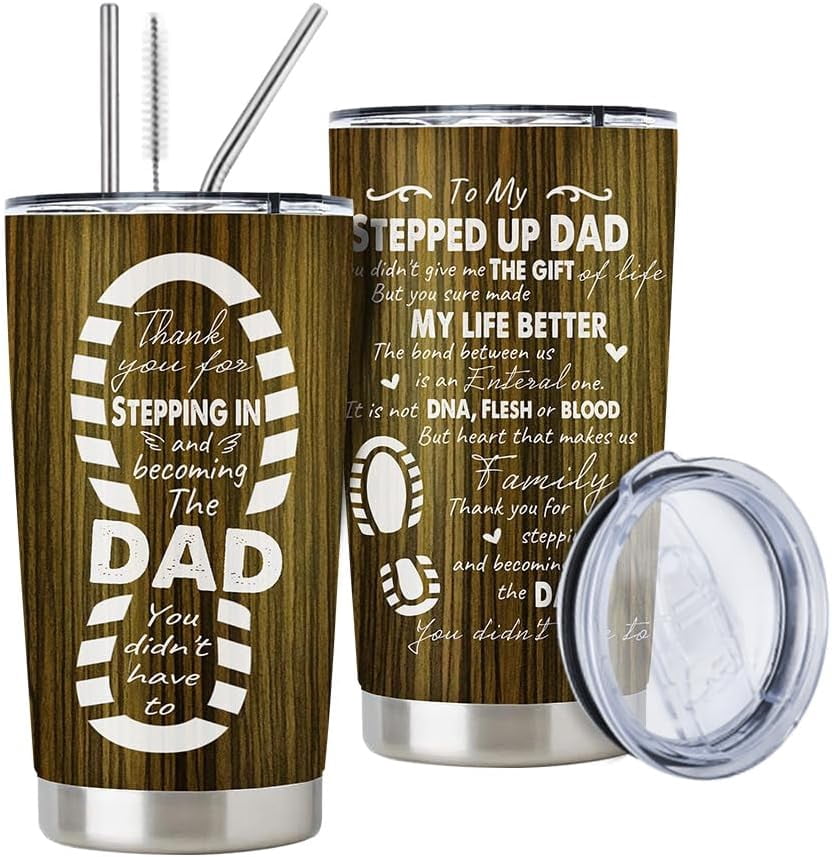 Stepped Dad Gifts Travel Mug - Stepped Up Dad 20oz Stainless Steel ...