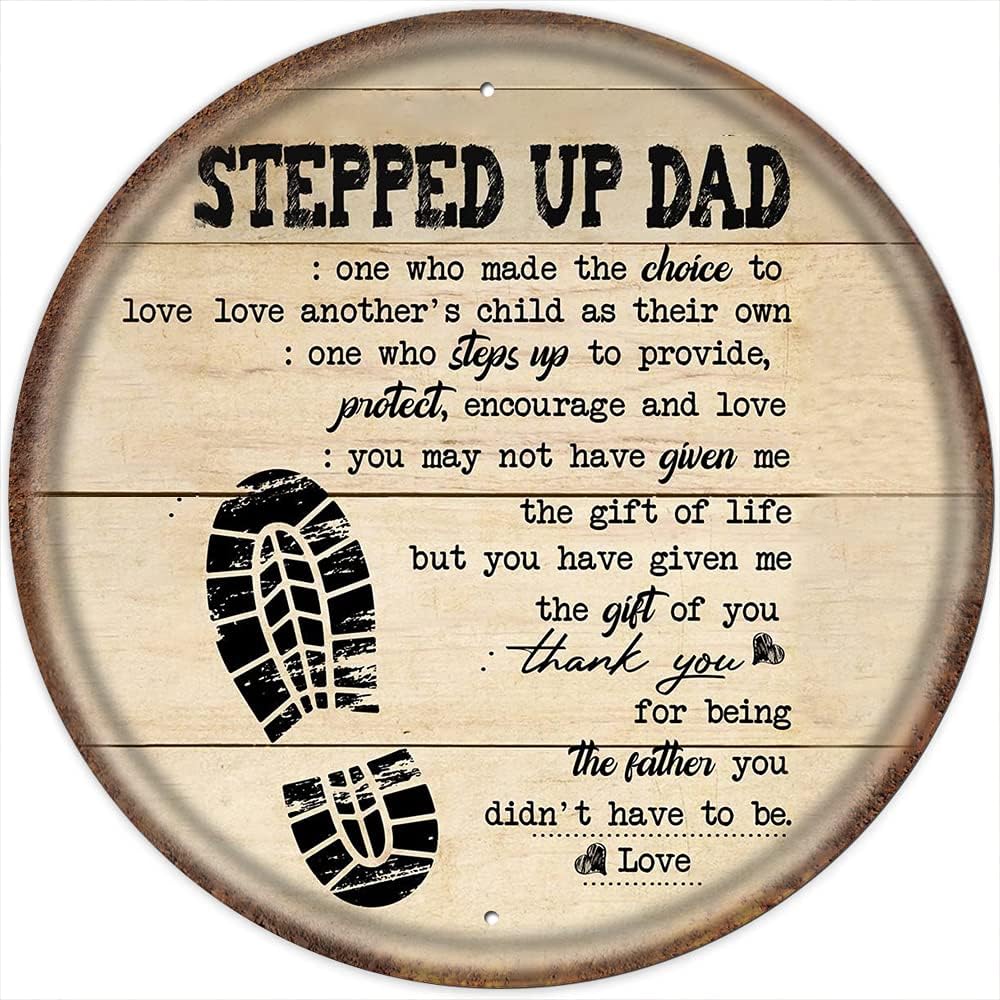 Stepped Up Dad Happy Father's Day Vintage Style Round Tin Sign Gift for ...
