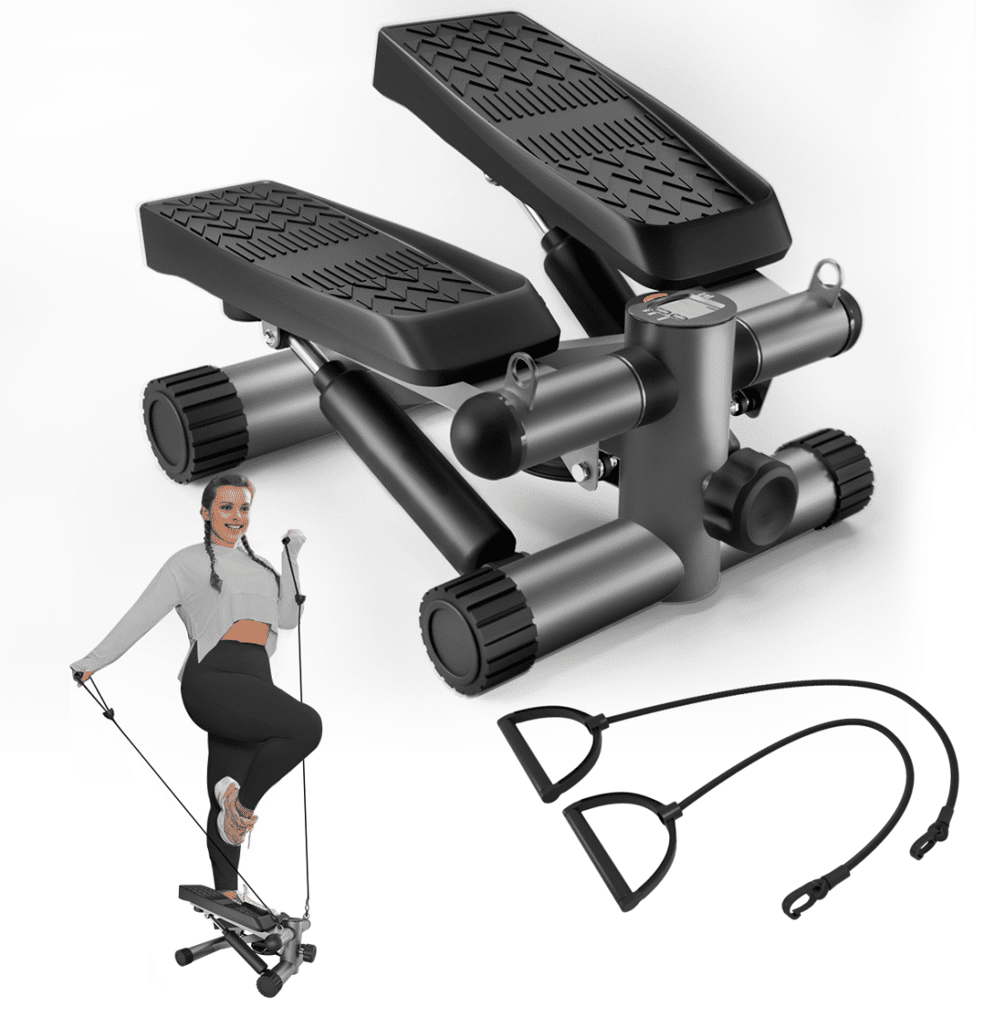 Steppers for Exercise at Home, Mini Stair Stepper with Resistance Bands ...