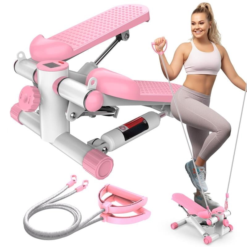 Steppers for Exercise at Home, Mini Stair Stepper with Resistance Bands, Portable Under Desk ...