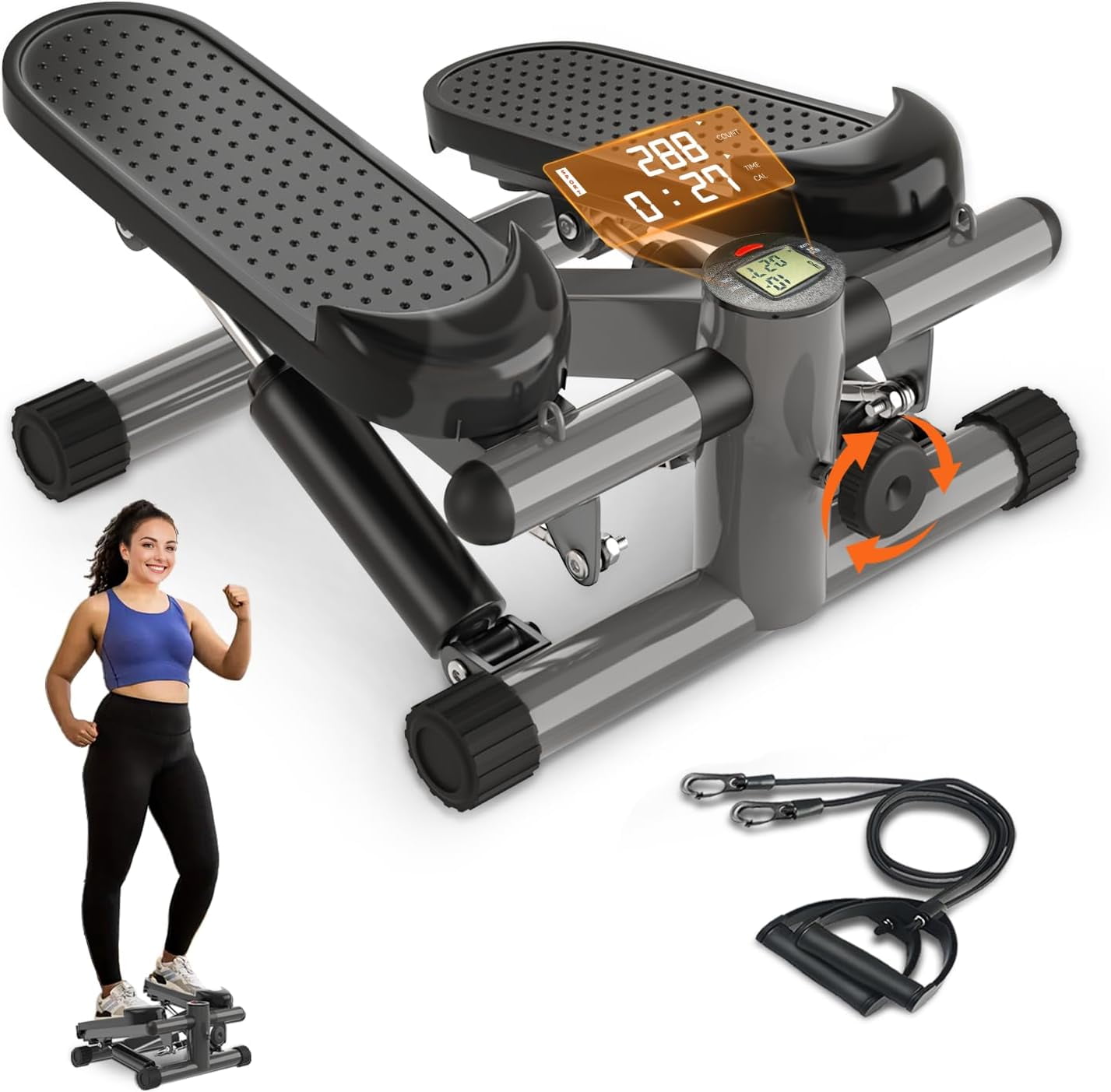 Steppers for Exercise at Home, Mini Stpper with Resistance Bands ...