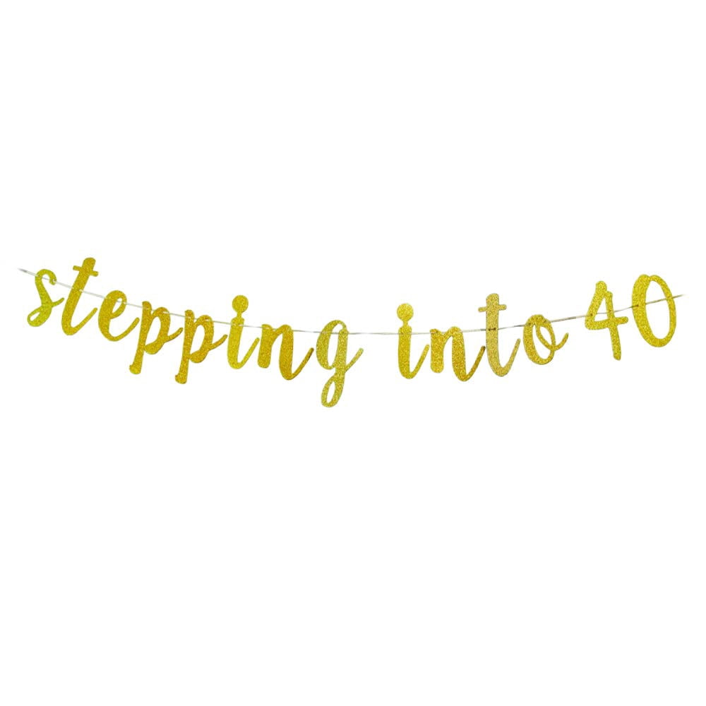 Stepping Into 40 Banner -40th Birthday Party Decorations, Women Forty ...