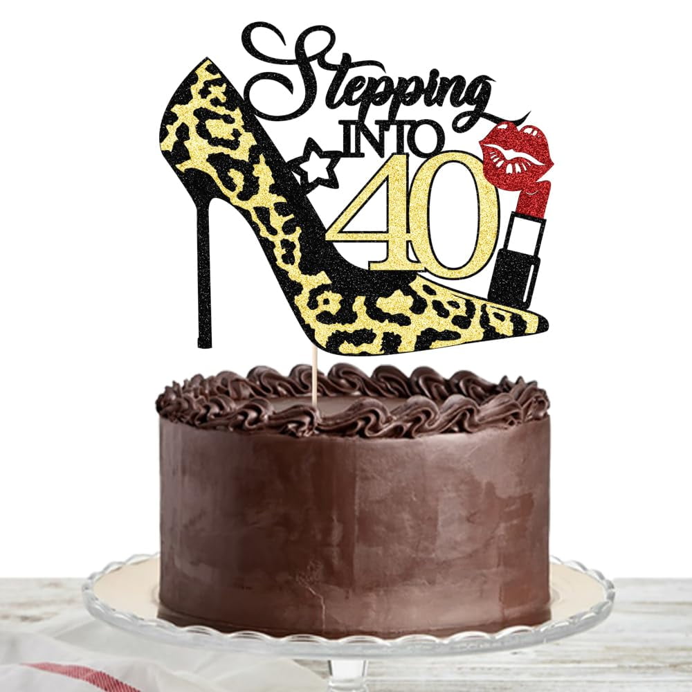 Stepping Into 40 Cake Topper,Funny 40th COC1Birthday Party Decorations ...