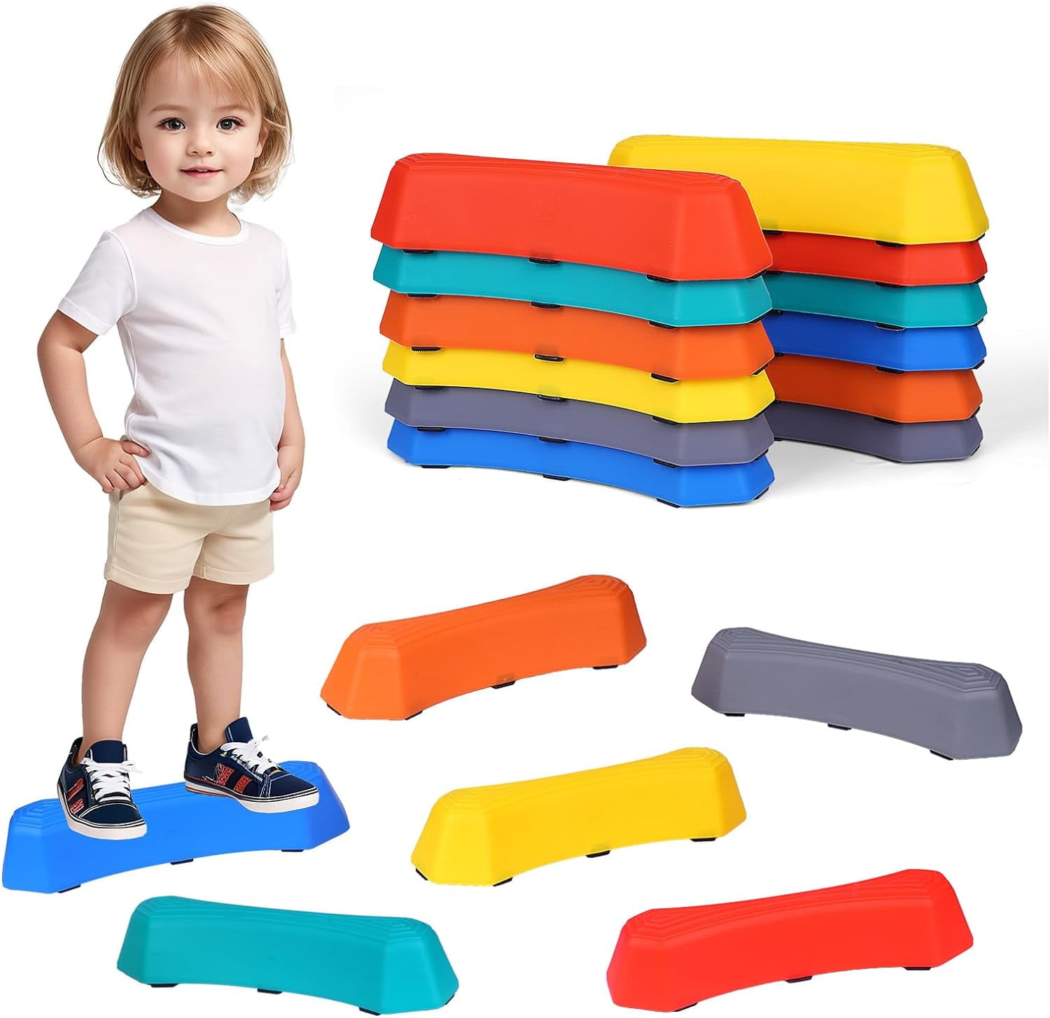 Stepping Stones for Kids,12Pcs Non-Slip Plastic Balance Beam for ...