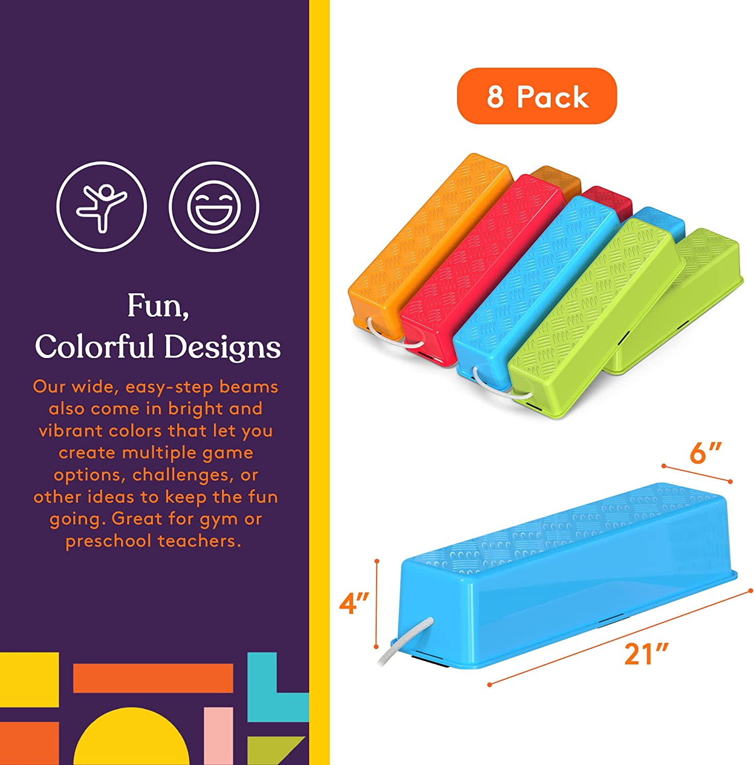 Stepping Stones for Kids Balance Beams 8 Set Non-Slip Textured Surface ...