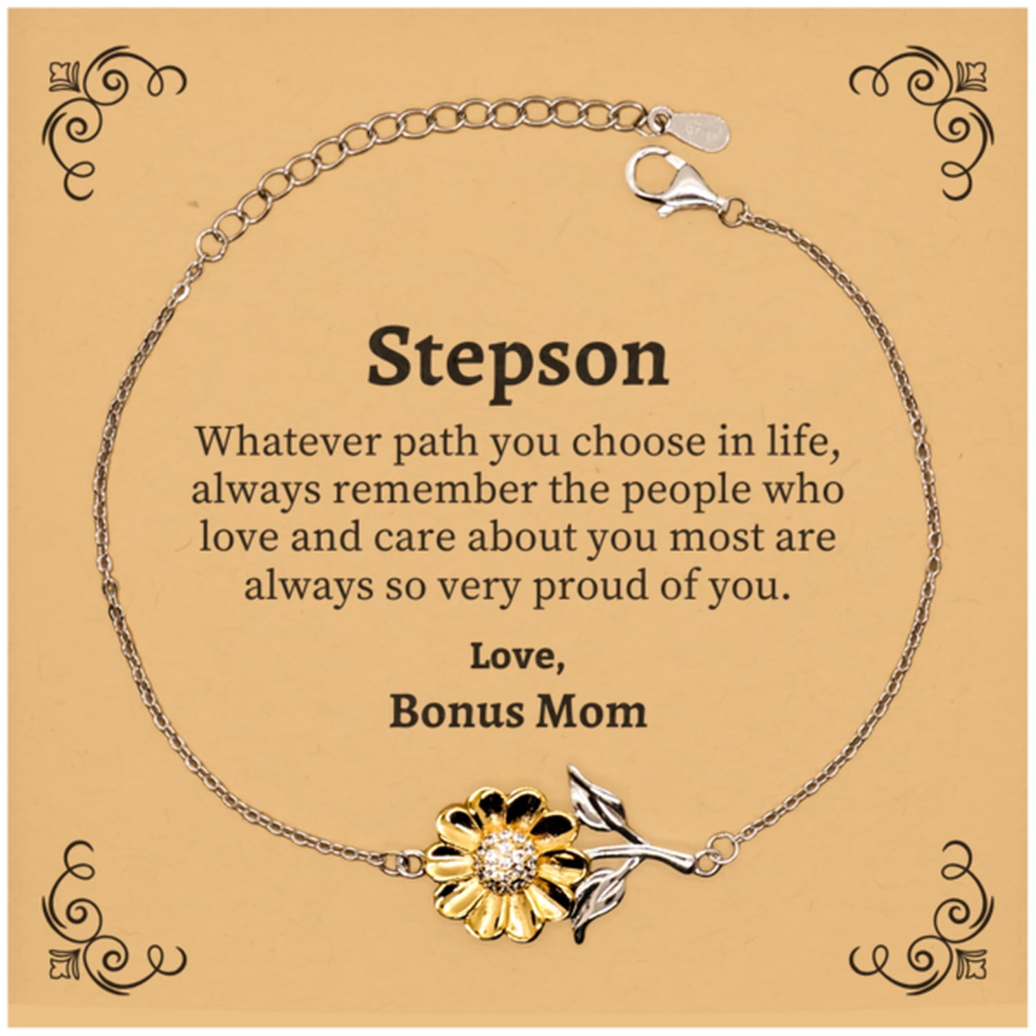 Stepson Sunflower Bracelet, Always so very proud of you, Inspirational ...