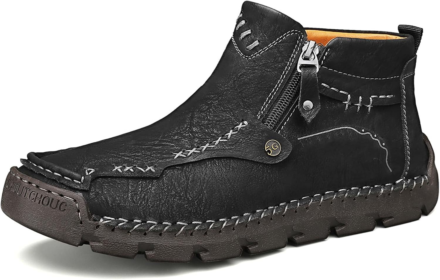 Stepthetop Motorcycle Boots Men, Step the Top Wide Toe Leather ...